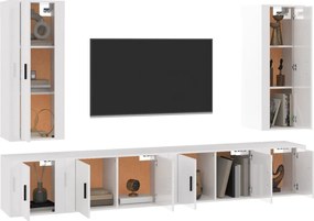 vidaXL 6dílný set TV skříněk kompozitní dřevo [3188840] Barva: bílá s vysokým leskem