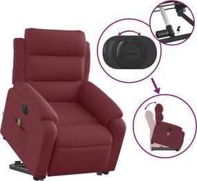 Elektrické zvedací masážní polohovací křeslo vínové textil 3205019