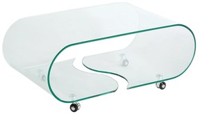 Konferenční skleněný stolek na kolečkách Ogho, 90 cm