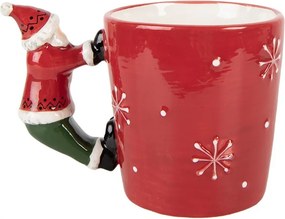 Červený keramický hrnek Santa Claus - 15*10*11 cm / 400 ml