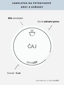 ČAJ – bílá samolepka na dózu, základní písmo, 5 cm | DomaLEP
