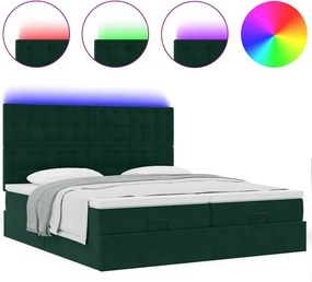 Osmanský rám postele s matrací tmavě zelená 200x200cm samet 3314666