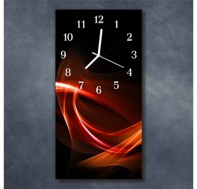 Nástěnné hodiny obrazové na skle - Abstrakt oranžovočervený