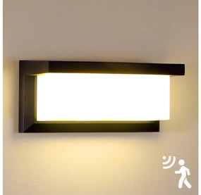 Brilagi-LED Venkovní nástěnné svítidlo se senzorem BRICKY LED/12W/230V čern IP54