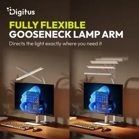 LED stolní lampička s klipem bílá / Stolní lampička / 50 cm / 1025 lm