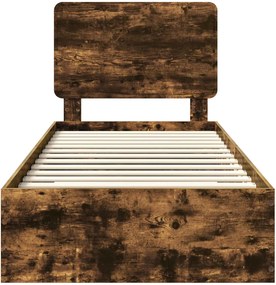 Rám postele s čelo Kouřový dub 90 x 190 cm Kompozitní dřevo 3412841