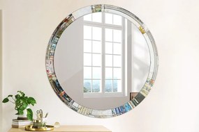 Kulaté dekorativní zrcadlo Abstraktní okno vitráže fi 100 cm