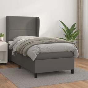 Box spring postel s matrací šedá 100x200 cm umělá kůže 3128959