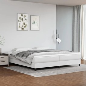 Box spring postel bílá 200 x 200 cm umělá kůže