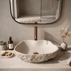 Rea Isla Warm Beige, umyvadlo na desku 490x370x140 mm, béžová, REA-U7882