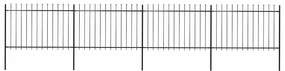 Zahradní plot s kopím nahoře ocelový 671 x 120 cm černý 277623