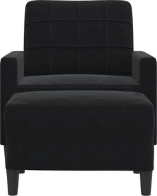 Křeslo s podnožkou černé 60 cm samet 3278262