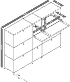 Tchibo - Komoda CN3 s 9 výklopnými dvířky - barva: šedá