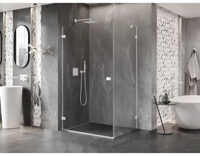 Mexen Lunar-B, výklopný sprchový kout levý 100 x 70 cm, 8mm čiré sklo, bílý profil, 832-100-070-20-00-L