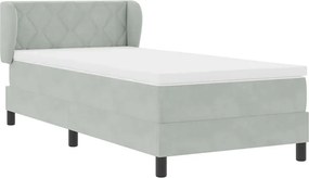 Postel s boxspringem s čelo Světle šedá 90 x 190 cm samet 3340418
