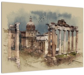 Skleněný obraz - Forum Romanum, Řím, Itálie (70x50 cm)