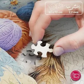 CHERRY PAZZI Puzzle Kočka v přízi / 1000 dílků / 50 × 70 cm