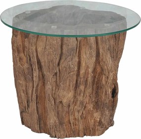 Konferenční stolek teak a sklo 50 x 40 cm 245069