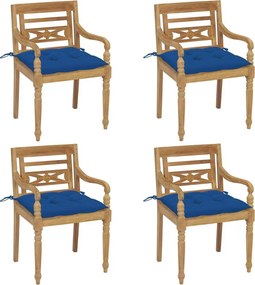 vidaXL Židle Batavia s poduškami 4 ks masivní teakové dřevo [3073314] Barva: Světle modrá