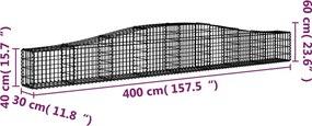 vidaXL Klenuté gabionové koše 3 ks 400x30x40/60 cm pozinkované železo [3145788]
