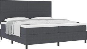 Postel s boxspringem s čelo Tmavě šedá a bílá 200 x 200 cm 3337572