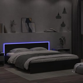 Rám postele s čelem a LED osvětlením černý 200 x 200 cm,  3207582