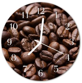 Nástenné skleněné hodiny Zrnková káva