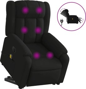 Elektrické zvedací masážní polohovací křeslo černé textil 3205354