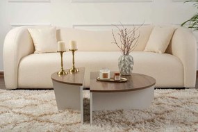 Designový konferenční stolek Baltenis 90 cm vzor ořech / bílý