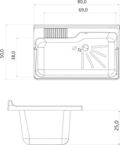 Aqualine výlevka na skříňku 80 x 50 cm plast bílá PI8050