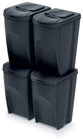 MAXIVA Sada 4 odpadkových košů - SORTIBOX IV, 4x35 l Barva: antracit