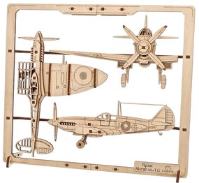 Ugears 2,5D dřevěné mechanické puzzle Stíhací letadlo