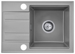 Gamma Modern 6040, 1-komorový granitový dřez 580x420x185 mm s krátkým odkapávačem, šedá, GMA-ZM-6040-G