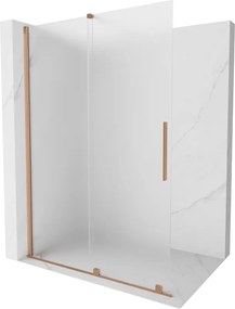 Mexen Velar, sprchová zástěna s posuvnými dveřmi Walk-in 150 x 200 cm, 8mm sklo námraza, měděná matná, 871-150-000-33-65