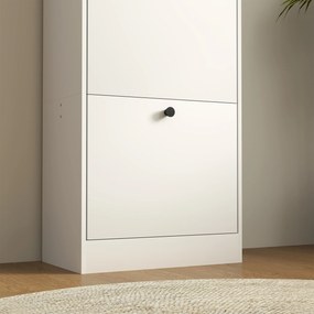 HOMCOM Botník se 3 skládacími dvířky, botník s nastavitelným děličem, štíhlý botník pro 12 párů bot 47 x 28 x 115 cm, bílý