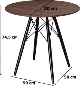 Jídelní stůl PARIS BLACK 80 cm - jasan/černý
