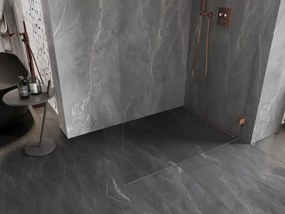 Mexen, Mexen Lunar L sprchová stěna pravá 100 x 200 cm, průhledná 8 mm, broušená měď - 830L-100-000-65-00-P