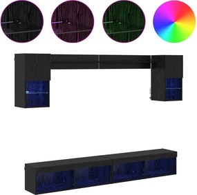 TV nástěnné jednotky s LED 6 ks Černý dub Kompozitní dřevo 3402957