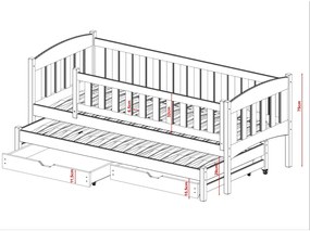 Legno Dětská rozkládací postel Amélie borovice Rozměr (cm): 80x160