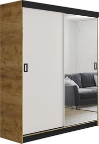 Posuvná skříň RETRO 1 138 - dub Craft zlatý + bílý 138x205x59 cm