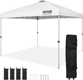 Párty stan Pop Up Canopy 3,05 × 3,05 m s přenosnou taškou pro kempování bílá