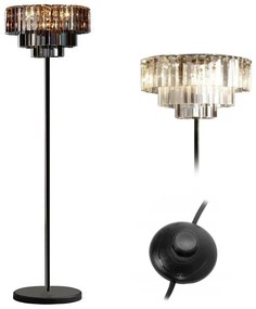 Toolight, podlahová křišťálová lampa 3xE14 APP925-3F, černá, OSW-01042