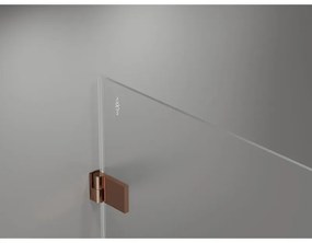Mexen Lunar-B, výklopný sprchový kout levý 80 x 80 cm, 8mm čiré sklo, profil růžové zlato, 832-080-080-60-00-L