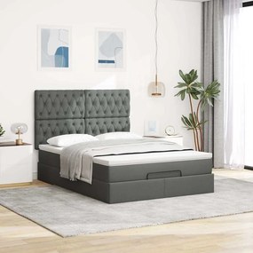Osmanský rám postele s matrací tmavě šedá 140x190cm textil 3313238