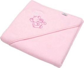Dětská froté osuška s výšivkou a kapucí New Baby 80x80 růžová sloník