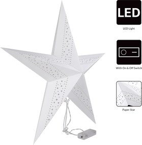 Papírová hvězda LED krémová Ø60cm body 5 ramena