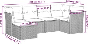 6dílná zahradní sedací souprava a podušky světle šedá polyratan 3249791