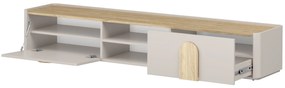 TV stolek Amilio 220 cm - kašmírová / dub olejovaný / úchytky dub světlý