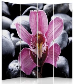 Ozdobný paraván Zen Flower Pink - 145x170 cm, čtyřdílný, obustranný paraván 360°