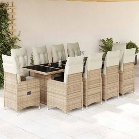 11dílný zahradní bistro set s poduškami béžový polyratan 3277287